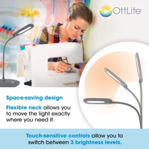 OttLite LED Soft Touch Desk Lamp - 3 Brightness Settings with Energy Efficient Natural Daylight LEDs - Adjustable Flexible Neck & Touch Controls for Tabletops, Home Office, Computer Desk, & Dorms