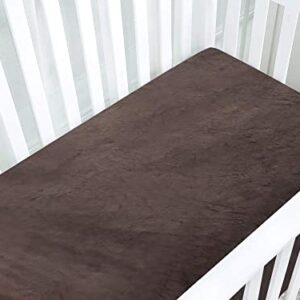 BlueSnail Super Soft Stretchy Fitted Velvet Crib Bed Sheet for Standard Crib and Toddler Mattress (Brown)