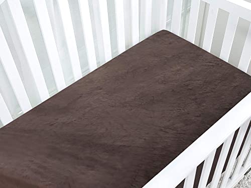 BlueSnail Super Soft Stretchy Fitted Velvet Crib Bed Sheet for Standard Crib and Toddler Mattress (Brown)