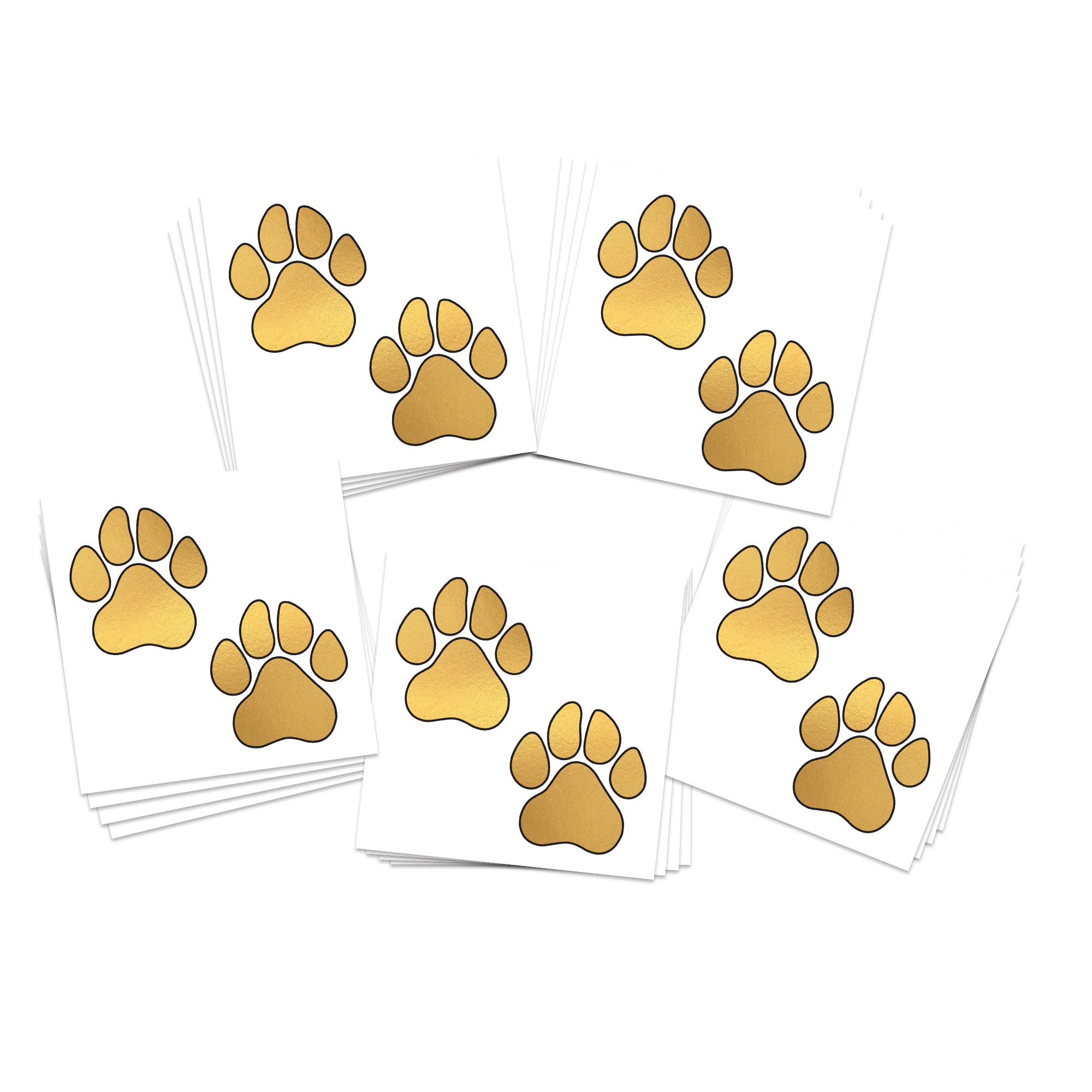 FashionTats Double Gold Paw Print Temporary Tattoos | 20-Pack | Skin Safe | MADE IN THE USA | Removable