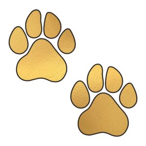 FashionTats Double Gold Paw Print Temporary Tattoos | 20-Pack | Skin Safe | MADE IN THE USA | Removable