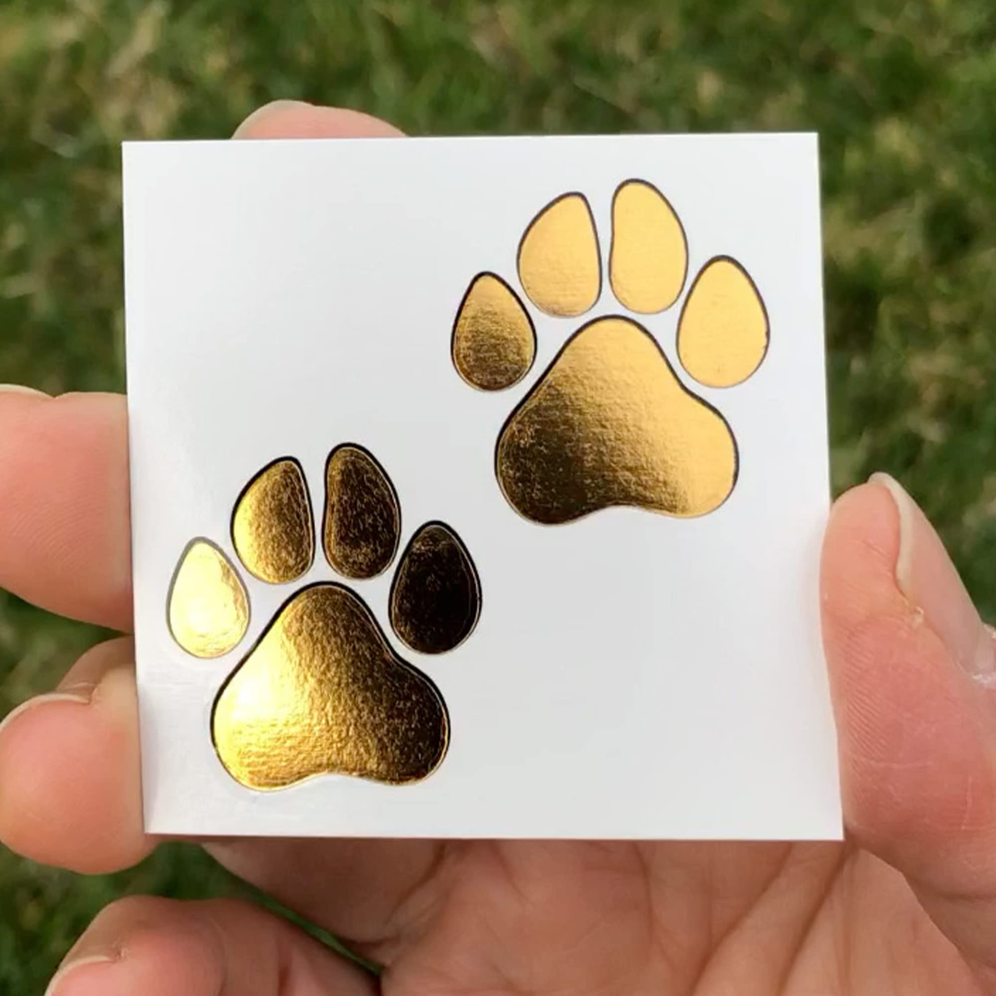 FashionTats Double Gold Paw Print Temporary Tattoos | 20-Pack | Skin Safe | MADE IN THE USA | Removable