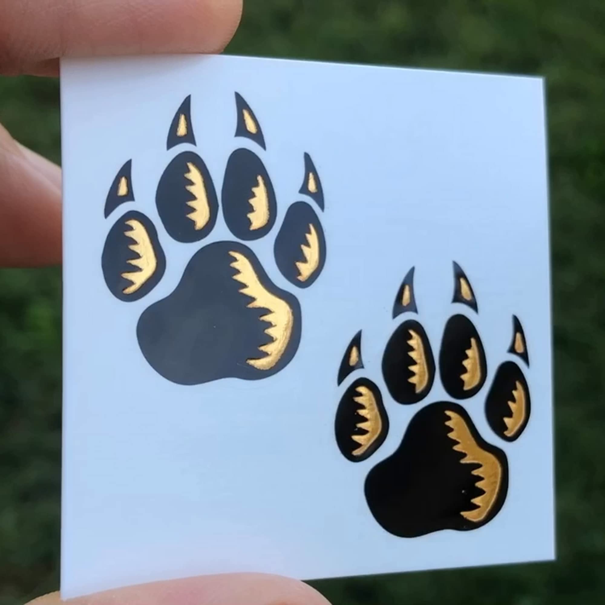 FashionTats Metallic Gold & Black Wolf Paw Prints Temporary Tattoos | Pack of 20 | Skin Safe | MADE IN THE USA | Removable