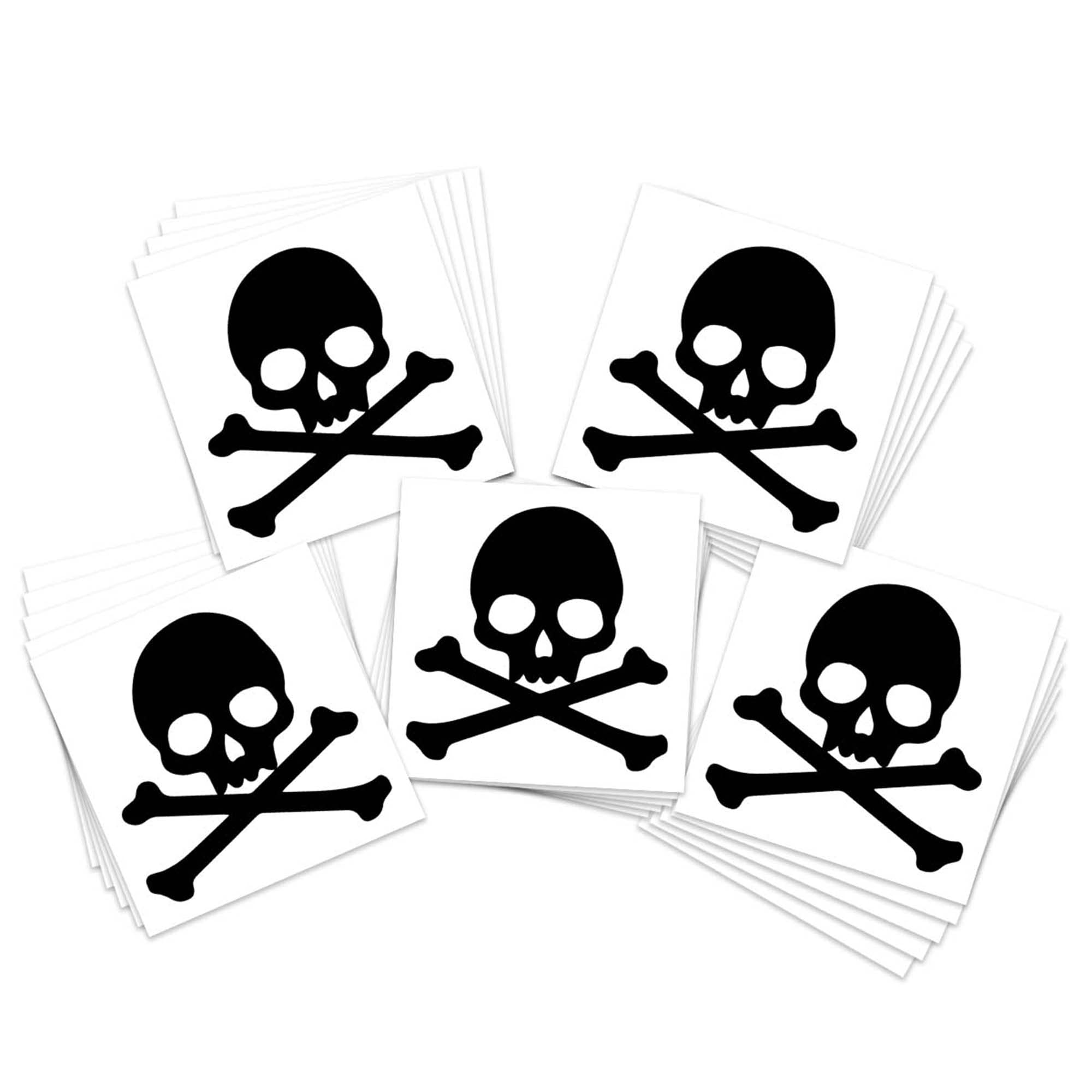 FashionTats Black Skull & Crossbones Temporary Tattoos (25-Pack) | Skin Safe | MADE IN THE USA | Removable