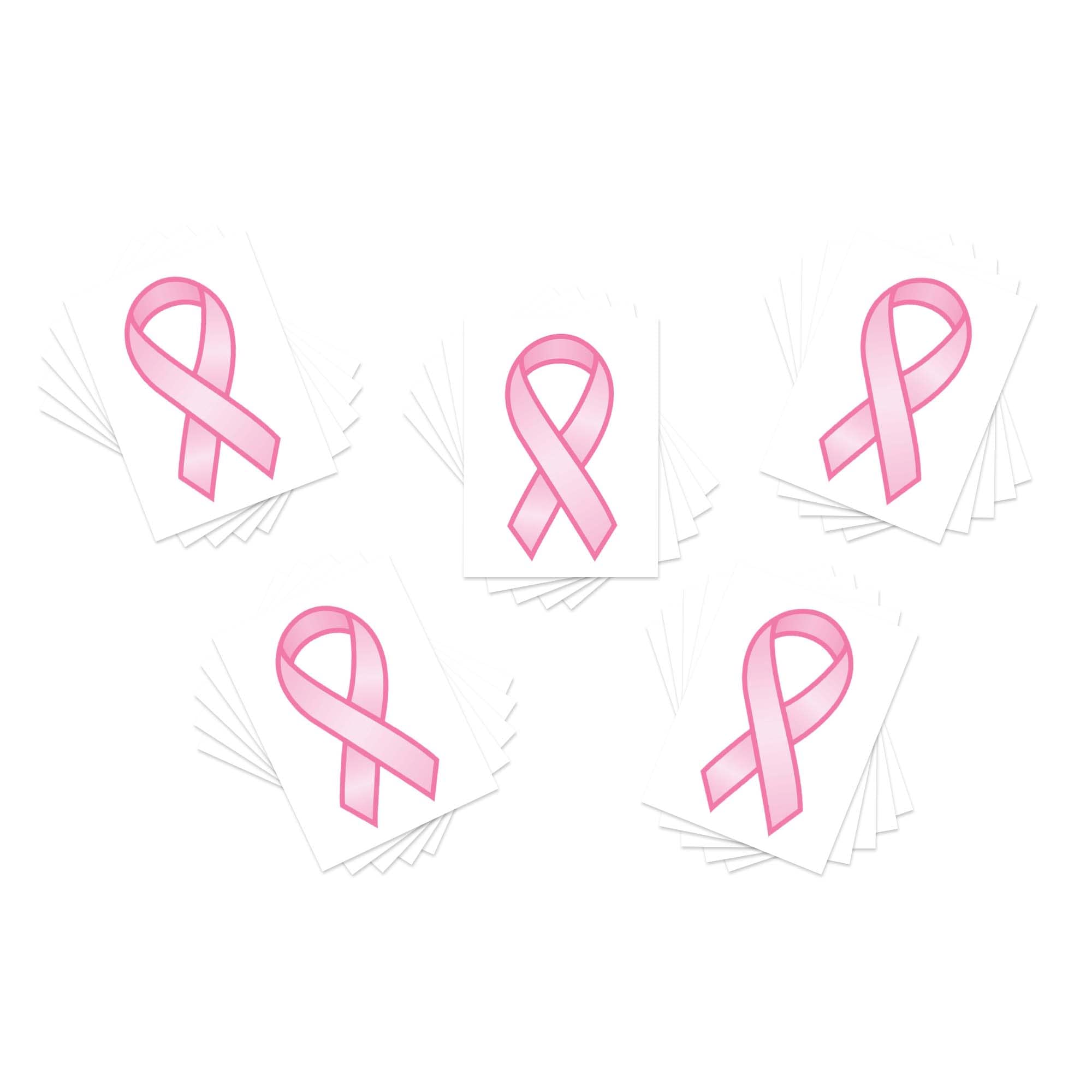 FashionTats Pink Ribbon Breast Cancer Temporary Tattoos | Pack of 25 | MADE IN THE USA | Skin Safe | Removable