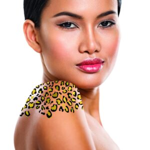 FashionTats Gold Leopard Print Temporary Tattoos | 5 Pack | Made in the USA | Skin Safe | Removable