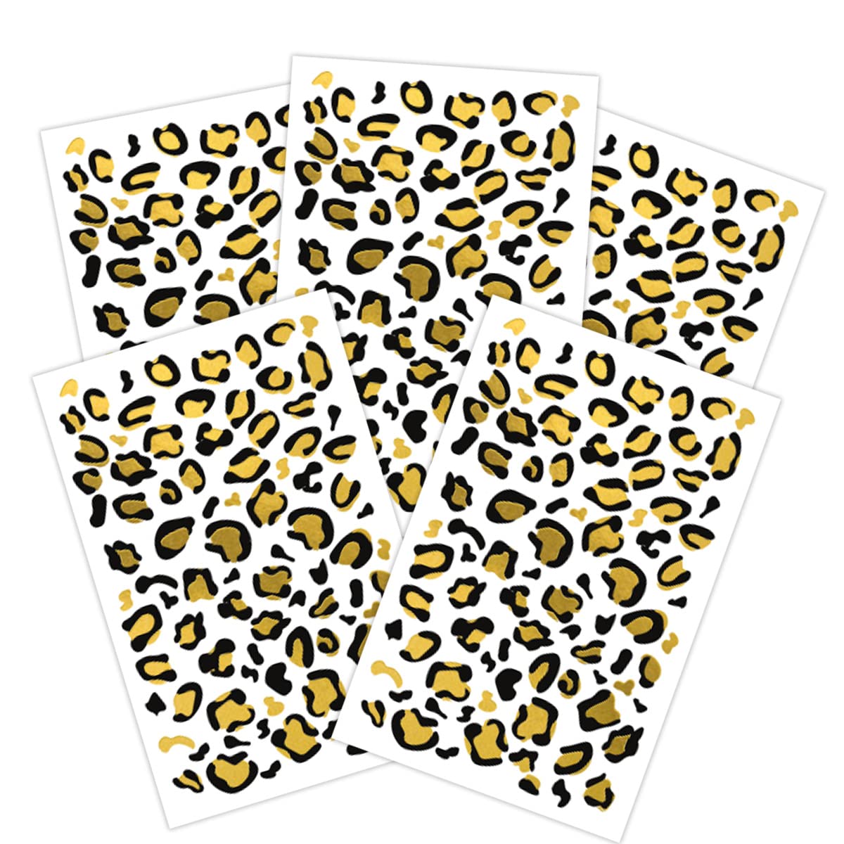 FashionTats Gold Leopard Print Temporary Tattoos | 5 Pack | Made in the USA | Skin Safe | Removable