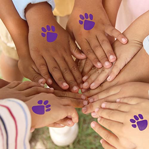 FashionTats Purple Paw Prints Temporary Tattoos | 20-Pack | Skin Safe | MADE IN THE USA | Removable