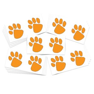 FashionTats Orange Paw Prints Temporary Tattoos | 20 Pack | Skin Safe | MADE IN THE USA | Removable