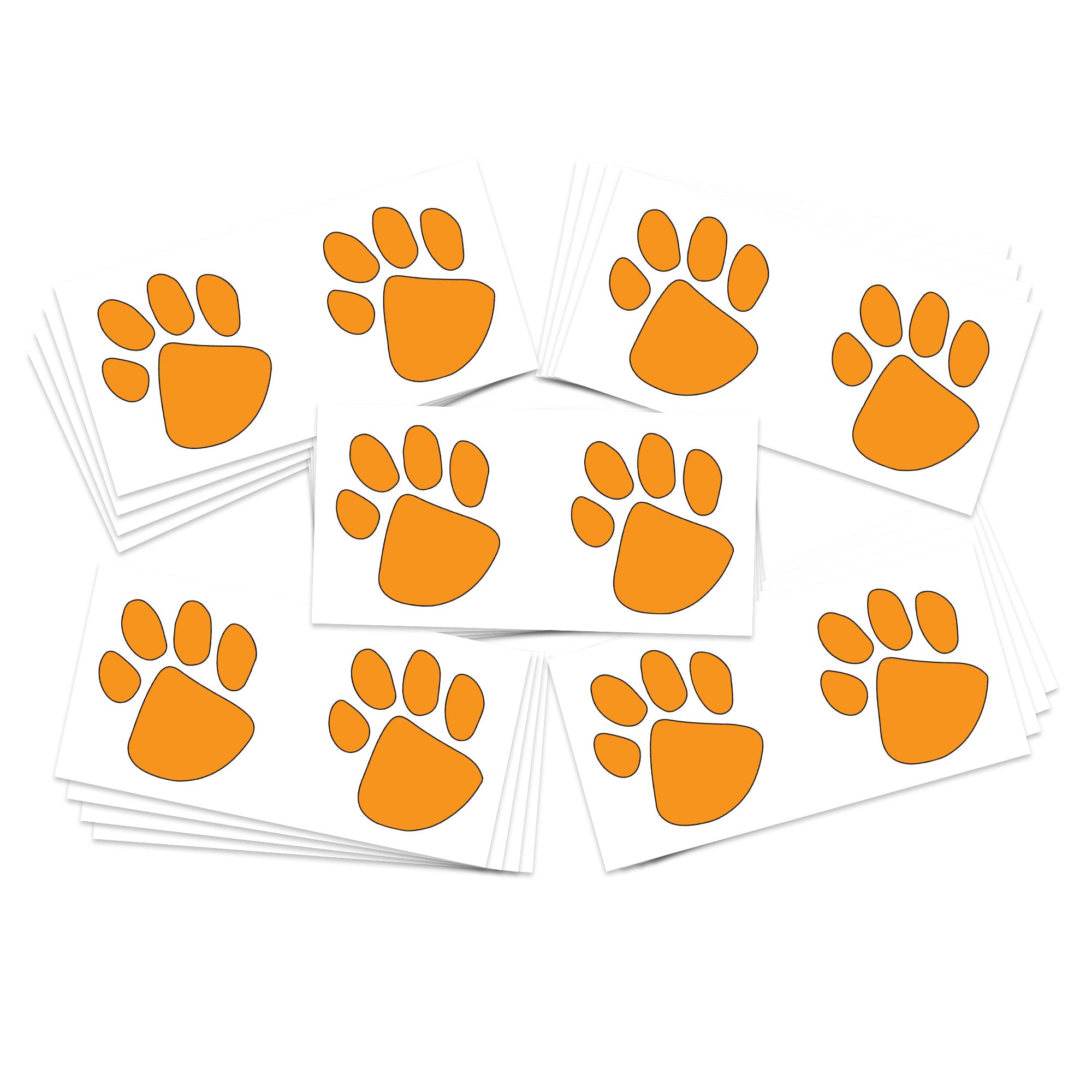 FashionTats Orange Paw Prints Temporary Tattoos | 20 Pack | Skin Safe | MADE IN THE USA | Removable