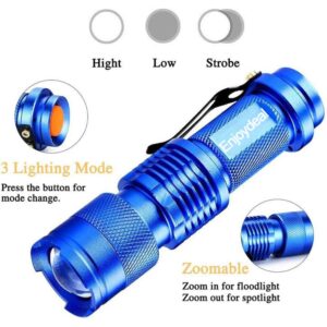 enjoydeal Mini LED Flashlights 5 Pack Pocket Pen Flashlight Ultra Bright 350 Lumens Waterproof Zoomable Flashlight with 3 Mode for Kids Camping Cycling Hiking Emergency Torch Light