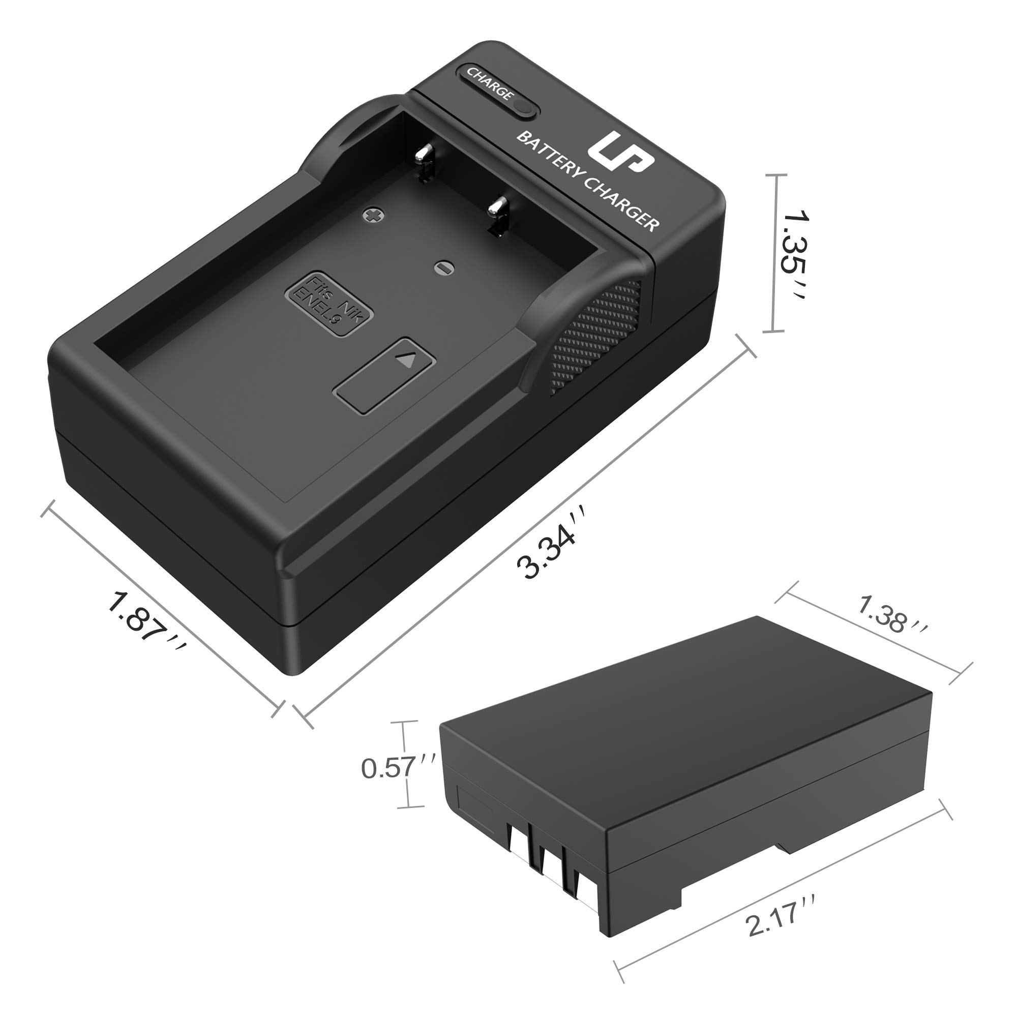 EN-EL9 EN EL9a Battery Charger Pack, LP Charger Pack Compatible with Nikon D40, D40X, D60, D3000, D5000 Cameras, Replacement for Nikon EN EL9, EN-EL9a & MH-23