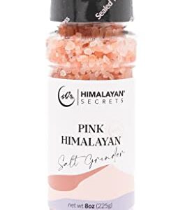 Himalayan Secrets Natural Pink Cooking Salt in Refillable Grinder - 8 oz Healthy Unrefined Coarse Salt Packed with Minerals - Kosher Certified