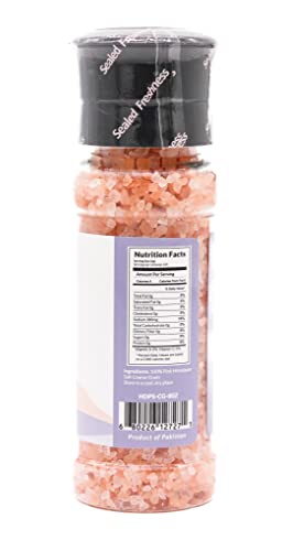 Himalayan Secrets Natural Pink Cooking Salt in Refillable Grinder - 8 oz Healthy Unrefined Coarse Salt Packed with Minerals - Kosher Certified