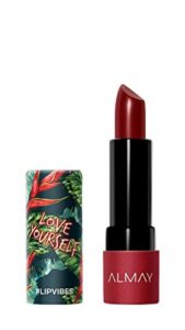 almay lip vibes lipstick with vitamin e oil & shea butter, matte cream finish, hypoallergenic, love yourself, 0.14 oz