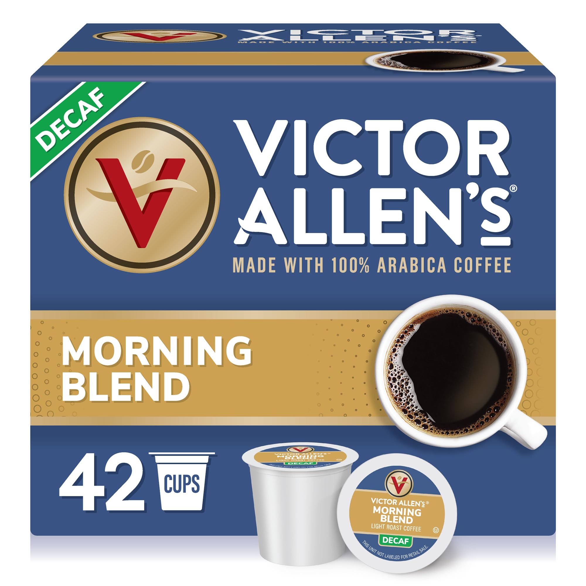 Victor Allen's Coffee Decaf Morning Blend, Light Roast, 42 Count, Single Serve Coffee Pods for Keurig K-Cup Brewers