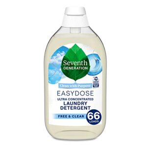 seventh generation easydose laundry detergent, ultra concentrated: 66 loads, free & clear designed for sensitive skin, 23.1 fl oz