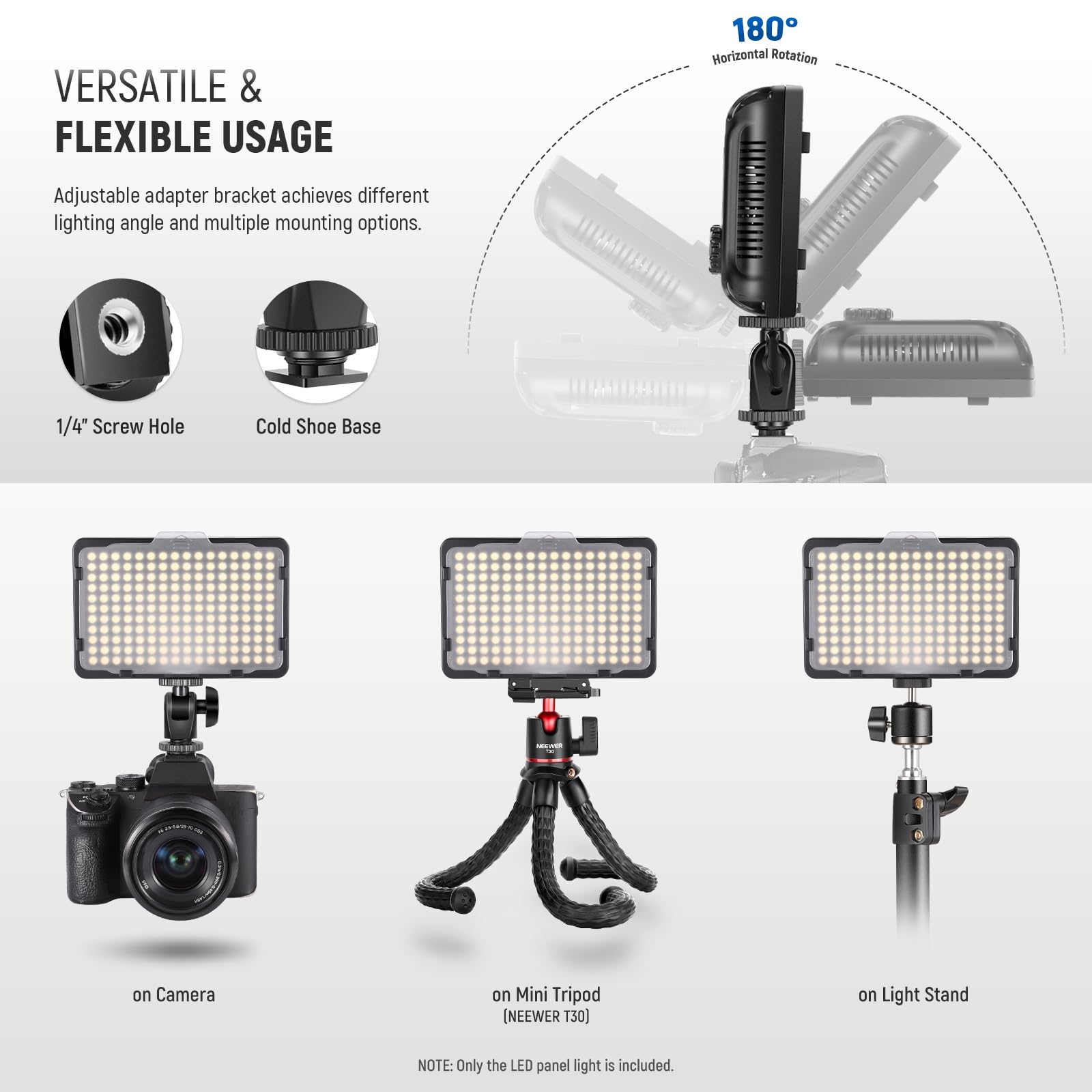 Neewer 176 LED Video Light Lighting Kit: Dimmable 176 LED Panel, with 2200mAh Li-ion Battery, USB Battery Charger and Carrying Case for Product and Portrait Photography