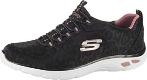 skechers women's empire d'lux-spotted sneaker, black/rose/gold, 7.5 m us