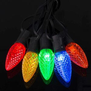 Minetom 25 Pack LED C9 Multicolor Replacement Christmas Light Bulbs, Commercial Grade Dimmable Holiday Bulbs, Strawberry Bulbs, Fits in C9/E17 Base Sockets (25 Pack, Multi-Colored)