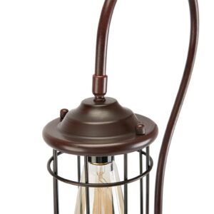 VONLUCE Rustic 62 inch Floor Lamp, Adjustable Lantern Lamp Head, 100W Industrial Farmhouse Standing Light, Nautical Vintage Brown Edison Stand Lamp with Antique Metal Shade for Living Room Bedroom