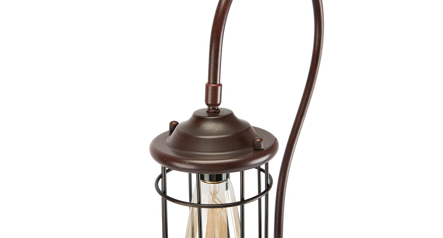 VONLUCE Rustic 62 inch Floor Lamp, Adjustable Lantern Lamp Head, 100W Industrial Farmhouse Standing Light, Nautical Vintage Brown Edison Stand Lamp with Antique Metal Shade for Living Room Bedroom