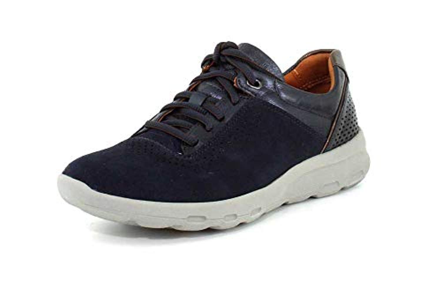 Rockport Womens Lets Walk W Ubal Blue Nubuck Sneaker - 8 M