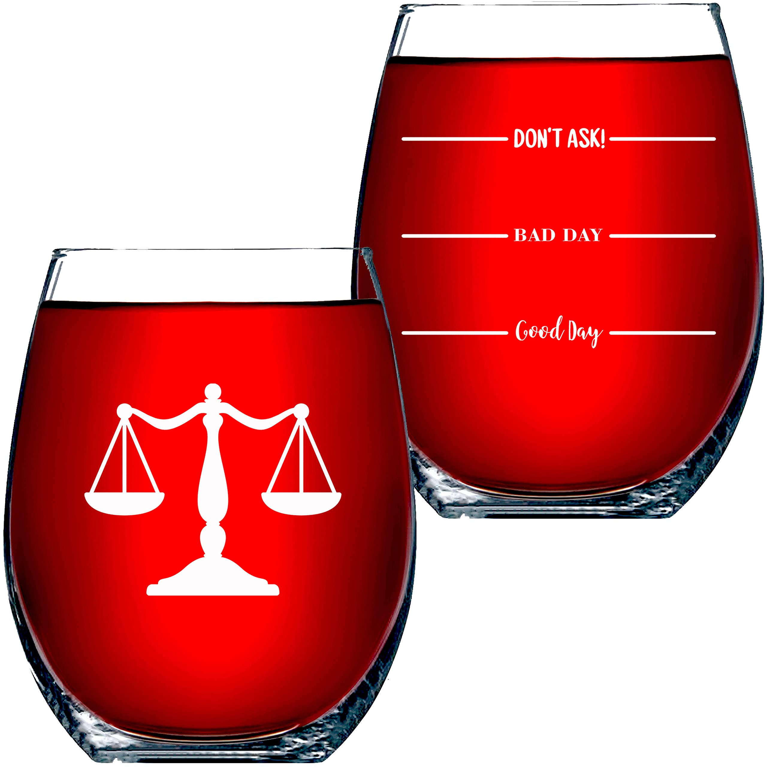 Lawyer Gifts – (2 Sided) Funny Unique Novelty Stemless Wine Glass Birthday or Christmas Gifts For Paralegal, Attorney, Legal Assistant, or Law Student - Lawyer Gifts For Women & Men