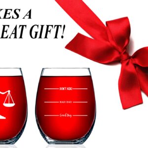 Lawyer Gifts – (2 Sided) Funny Unique Novelty Stemless Wine Glass Birthday or Christmas Gifts For Paralegal, Attorney, Legal Assistant, or Law Student - Lawyer Gifts For Women & Men