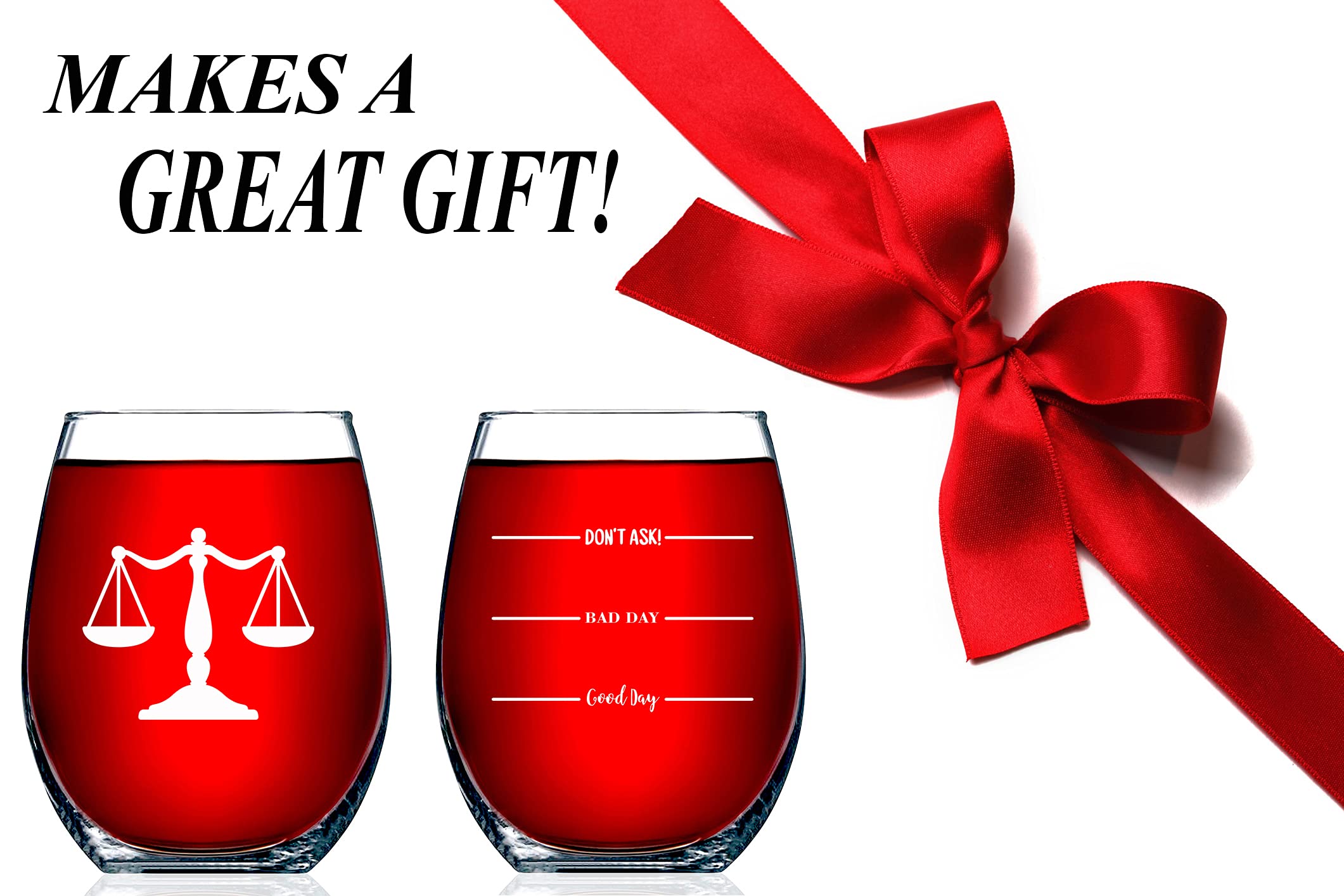 Lawyer Gifts – (2 Sided) Funny Unique Novelty Stemless Wine Glass Birthday or Christmas Gifts For Paralegal, Attorney, Legal Assistant, or Law Student - Lawyer Gifts For Women & Men