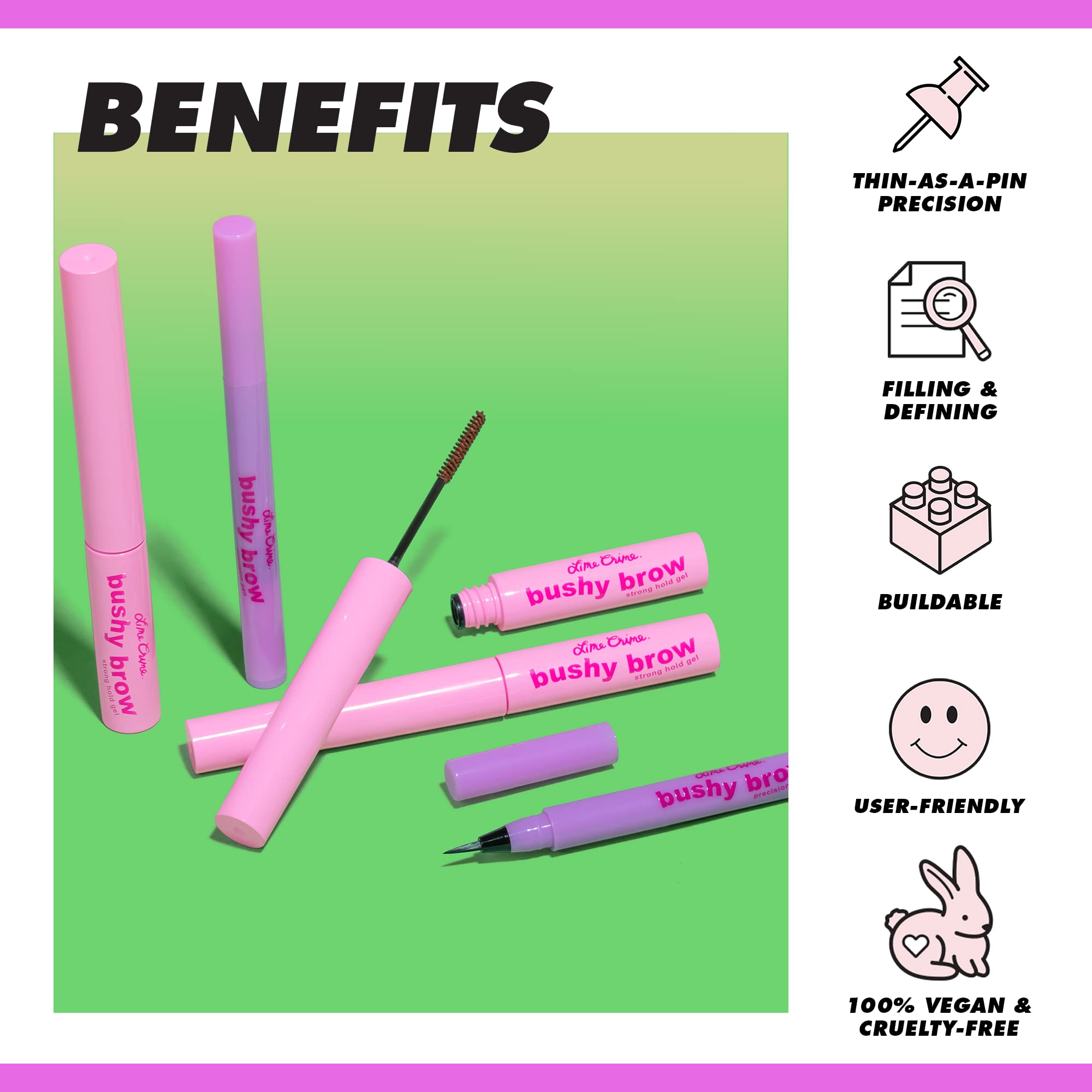 Lime Crime Bushy Brow Pen, Baby Brown (Cool Light Brown) - Thin Precision Eyebrow Pencils Define, Shape, Build, Fill In & Flick Up - Eyebrow Filler for Natural Looking Brows - Vegan & Cruelty-Free…