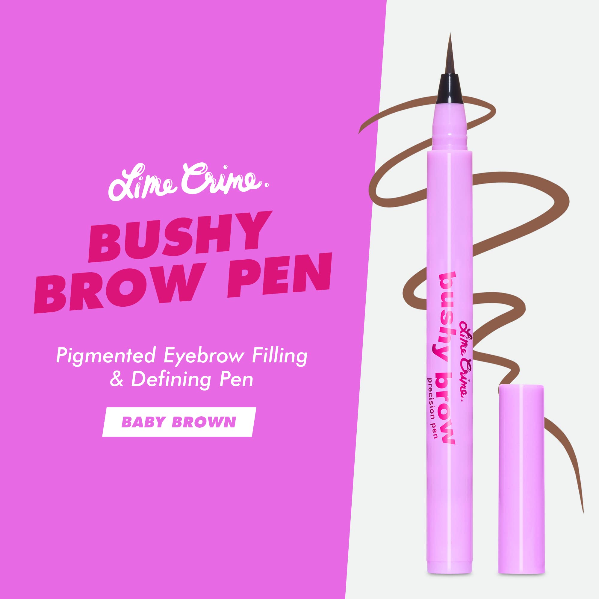 Lime Crime Bushy Brow Pen, Baby Brown (Cool Light Brown) - Thin Precision Eyebrow Pencils Define, Shape, Build, Fill In & Flick Up - Eyebrow Filler for Natural Looking Brows - Vegan & Cruelty-Free…