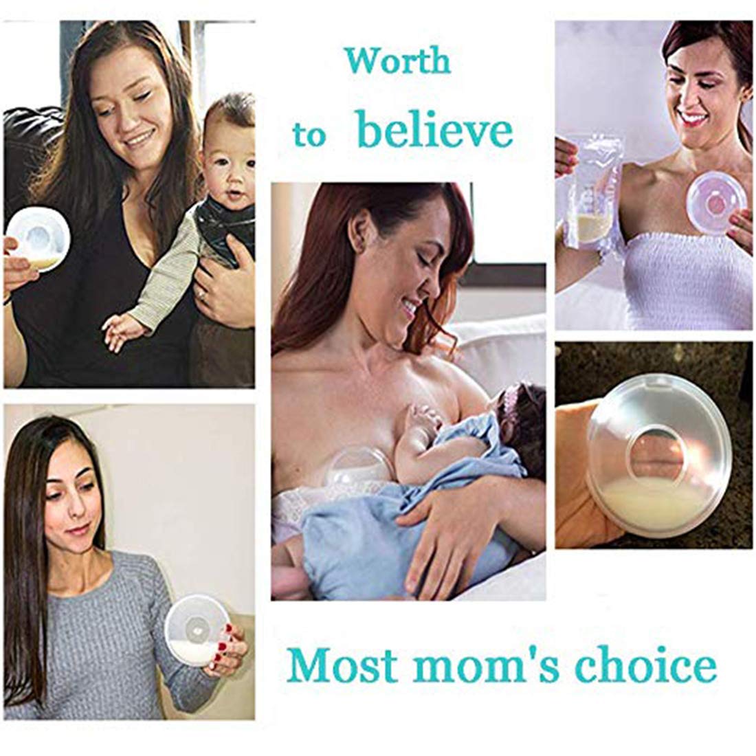 Breast Shells, Milk Saver, Nursing Cups, Nursing Moms to Ease Nipple Pain, BPA-Free and Reusable, Collect Breast Milk Leak (2 Pack)