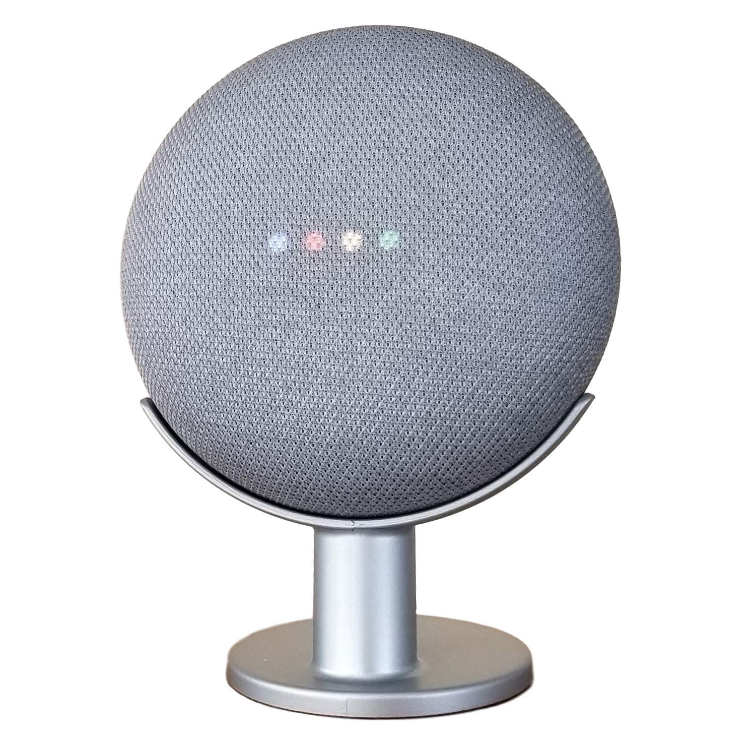 Mount Genie Pedestal for Nest Mini (2nd Gen) and Google Home Mini (1st Gen) | Improves Sound and Appearance | Cleanest Mount Holder Stand for Mini (Silver)