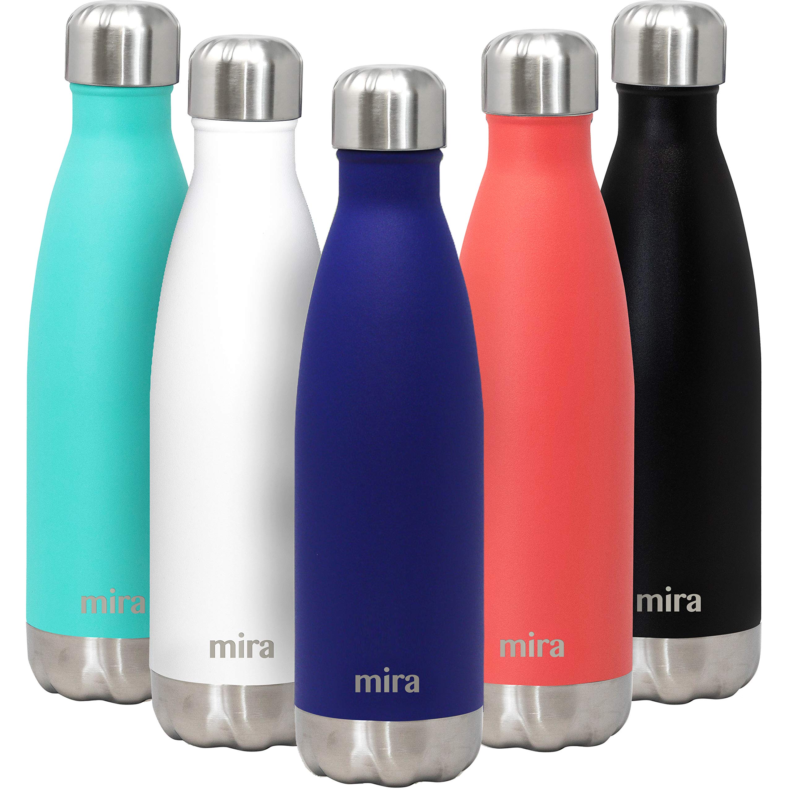 MIRA 17 Oz Stainless Steel Vacuum Insulated Water Bottle - Double Walled Cola Shape Thermos - 24 Hours Cold, 12 Hours Hot - Reusable Metal Water Bottle - Leak-Proof Sports Flask - Matte Dark Blue