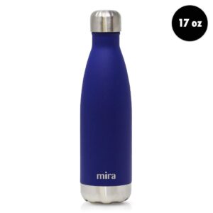 MIRA 17 Oz Stainless Steel Vacuum Insulated Water Bottle - Double Walled Cola Shape Thermos - 24 Hours Cold, 12 Hours Hot - Reusable Metal Water Bottle - Leak-Proof Sports Flask - Matte Dark Blue