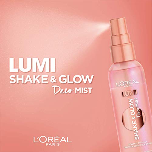 L’Oréal Paris Makeup LUMI Shake and Glow Dew Mist, Hydrating and Soothing Face Mist, Prep and Set Makeup, Energizes Skin with a Healthy Boost of Hydration, Natural Finish, 1 fl; oz.