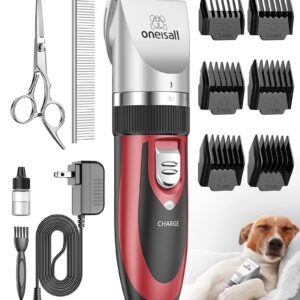 oneisall Dog Shaver Clippers Low Noise Rechargeable Cordless Electric Quiet Hair Clippers Set for Dogs Cats Pets