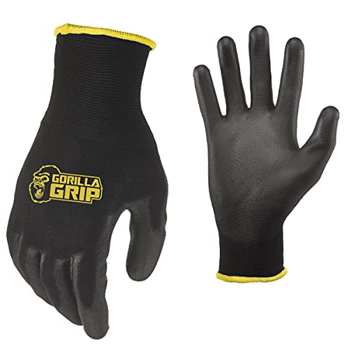 Gorilla Grip Gloves, Max Grip, All Purpose Work Gloves, Slip Resistant, Nylon Shell, Medium, 15 Pairs