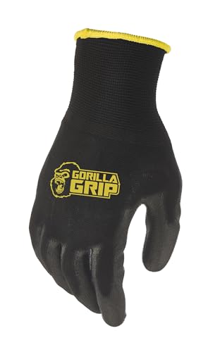 Gorilla Grip Gloves, Max Grip, All Purpose Work Gloves, Slip Resistant, Nylon Shell, Medium, 15 Pairs