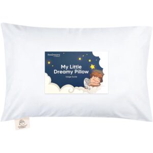 toddler pillow with pillowcase - 13x18 my little dreamy pillow, organic cotton toddler pillows for sleeping, kids pillow, travel pillows, mini pillow, nursery pillow, toddler bed pillow (soft white)