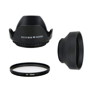 eeekit 58mm hard lens hood + 58mm soft lens hood + 58mm uv filter lens kit for canon rebel t7i t6s t6i t6 t5i t5 t4i t3i t3 t2i t1i xt xti xsi sl1