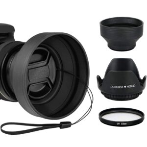 EEEkit 58mm Hard Lens Hood + 58mm Soft Lens Hood + 58mm UV Filter Lens Kit for Canon Rebel T7i T6S T6i T6 T5i T5 T4i T3i T3 T2i T1i XT XTi XSi SL1