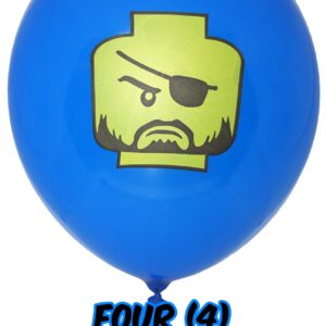 Party Ninja 24 Pack of Colorful 12-inch Birthday Balloons for Building Brick Theme Party - DOUBLE SIDED PRINTS - Character Faces - Happy Birthday Balloons for Boys & Girls Party Supplies…