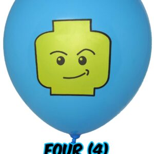 Party Ninja 24 Pack of Colorful 12-inch Birthday Balloons for Building Brick Theme Party - DOUBLE SIDED PRINTS - Character Faces - Happy Birthday Balloons for Boys & Girls Party Supplies…