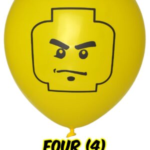 Party Ninja 24 Pack of Colorful 12-inch Birthday Balloons for Building Brick Theme Party - DOUBLE SIDED PRINTS - Character Faces - Happy Birthday Balloons for Boys & Girls Party Supplies…