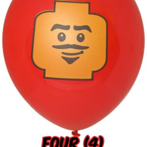 Party Ninja 24 Pack of Colorful 12-inch Birthday Balloons for Building Brick Theme Party - DOUBLE SIDED PRINTS - Character Faces - Happy Birthday Balloons for Boys & Girls Party Supplies…