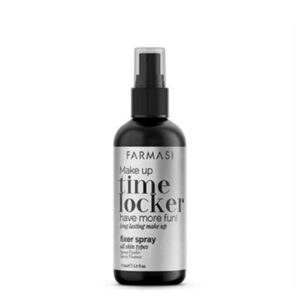 farmasi makeup time locker, long-lasting makeup setting spray, oil-free, lightweight, all-day wear revitalizes, natural finish, 3.9 fl. oz / 115 ml