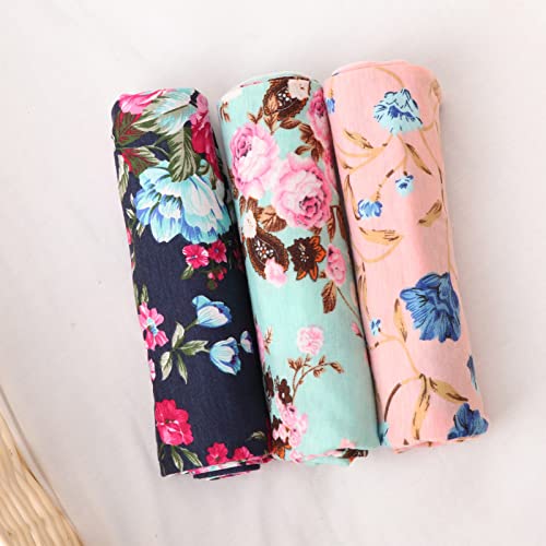 DRESHOW BQUBO Newborn Floral Receiving Blankets 3 Sets Newborn Baby Swaddling with Bow Headbands Sleepsack Toddler Warm