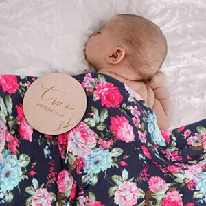 DRESHOW BQUBO Newborn Floral Receiving Blankets 3 Sets Newborn Baby Swaddling with Bow Headbands Sleepsack Toddler Warm